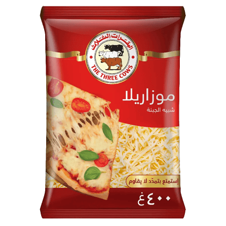 The Three Cows Shredded Mozzarella Analogue Cheese 400 gm